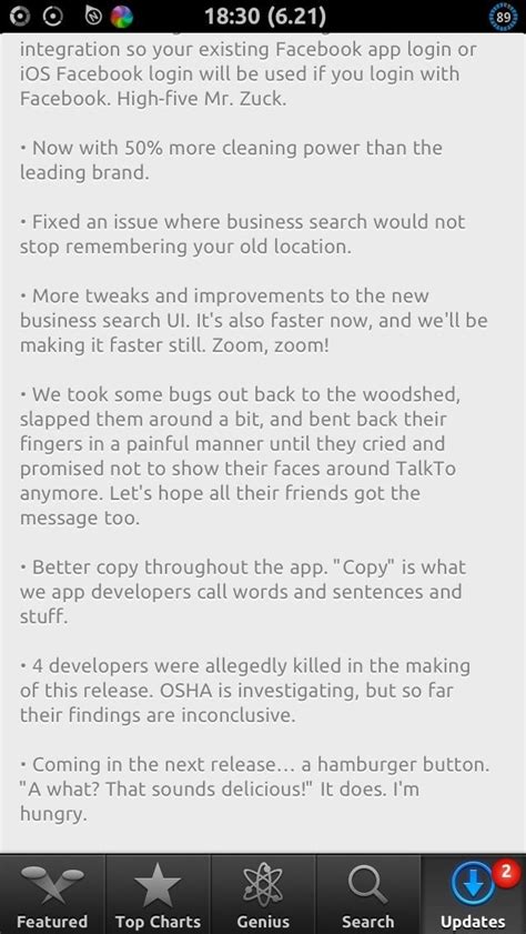 i love some of the update descriptions for certain apps and this is