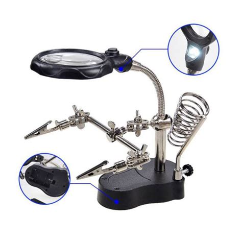 Dudukan Solder Holder Penjepit PCB Kaca Pembesar Lampu LED Lazada