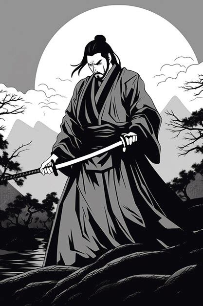 Premium AI Image A Drawing Of A Man With A Sword In His Hand