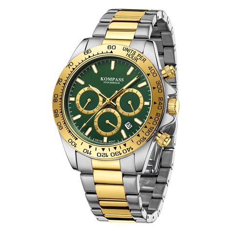 Kompass Chronorace Silver Gold Green