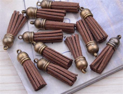 50pcs X 15 Mini Tassels Root Beer Faux Suede Etsy
