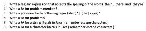 Solved 3 Write A Regular Expression That Accepts The