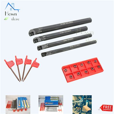 4 Shank Lathe Set Boring Bar Turning Tool Holder Kit Carbide Alloy