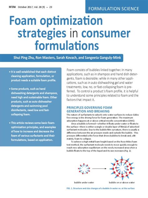 foam optimization strategies consumer formulations formulation science