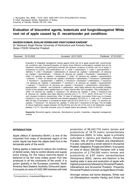 Pdf Evaluation Of Biocontrol Agents Botanicals And Fungicides