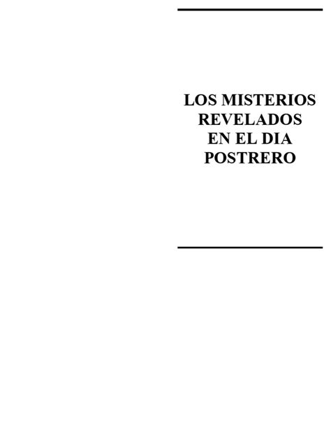 1997 10 11 Los Misterios Revelados En El Dia Postrero Pdf Cristo Título Profeta