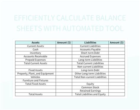 Efficiently Calculate Balance Sheets With Automated Tool Excel Template
