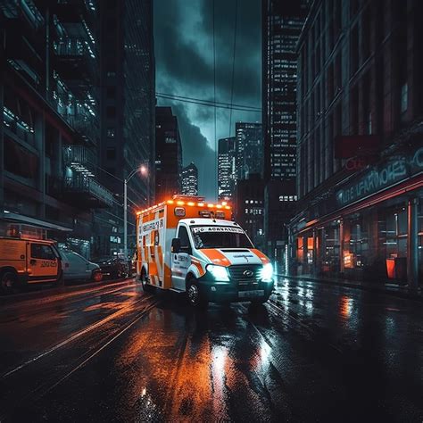 Premium Ai Image Ambulance During An Emergency In The City Generative Ai