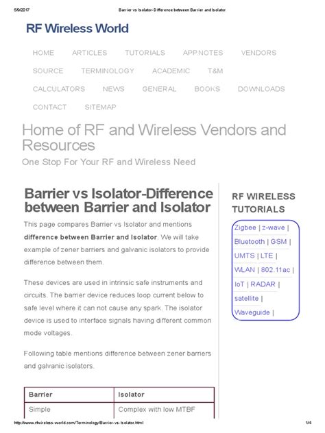Barrier Vs Isolator Difference Between Barrier And Isolator Pdf Lte