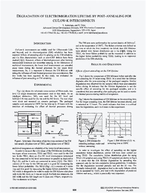 Degradation Of Electromigration Lifetime By Post Annealing For Culow K