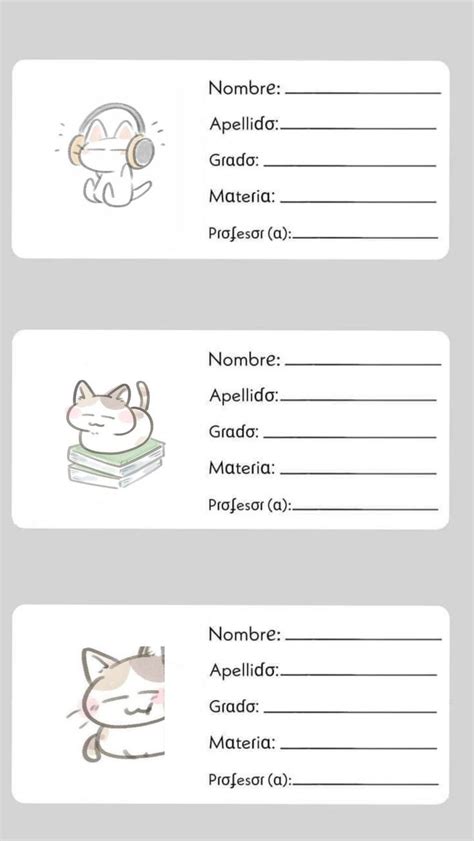 Etiquetas De Gatitos En 2023 Membretes Para Cuadernos Pegatinas