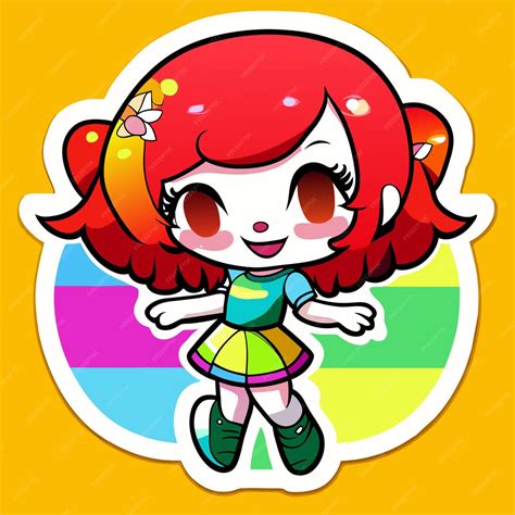 Premium Vector Cheerful Happy Cute Girl Waving Raised Hand Chibi