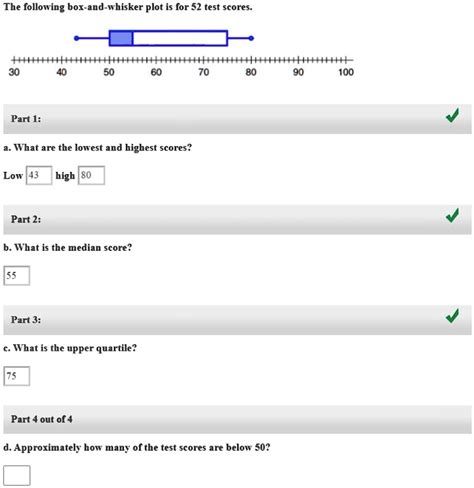 Solved The Following Box And Whisker Plot Is For 52 Test Scores Th 30