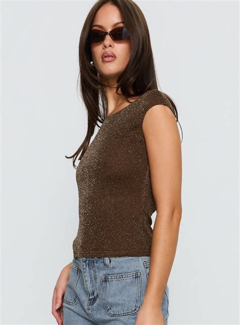 Cheirosa Off Shoulder Top Brown Shimmer Princess Polly
