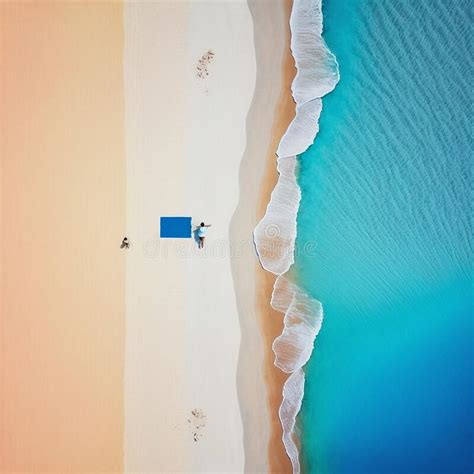 A Bird`s Eye View Of People On A Beach Generative Ai Stock