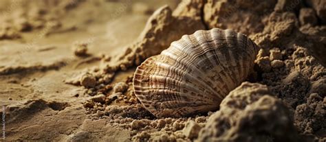 Ancient Mollusk Shell Fossilized In Clay Mollusk Fossil With Copy