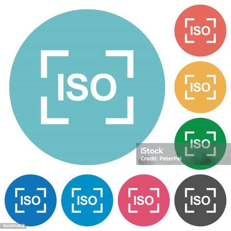 Camera Iso Speed Setting Flat Round Icons Stock Illustration Download Image Now Art Camera