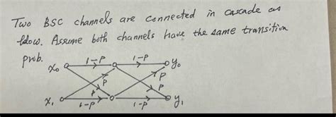 Solved Two BSC Channels Are Connected In Cascade As Low Chegg