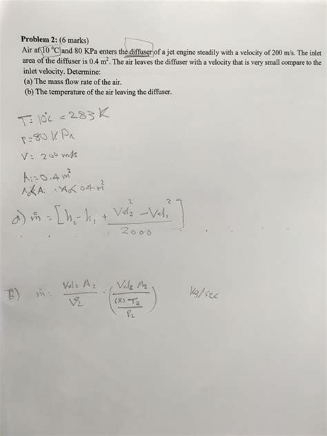 Solved Air At Degree C And Kpa Enters The Diffuser Of Chegg