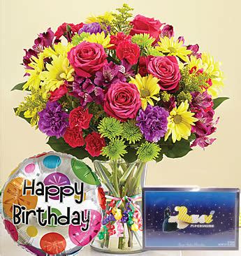 Happy Birthday Arrangement With Balloon In Brooklyn Ny Flowers By Emil