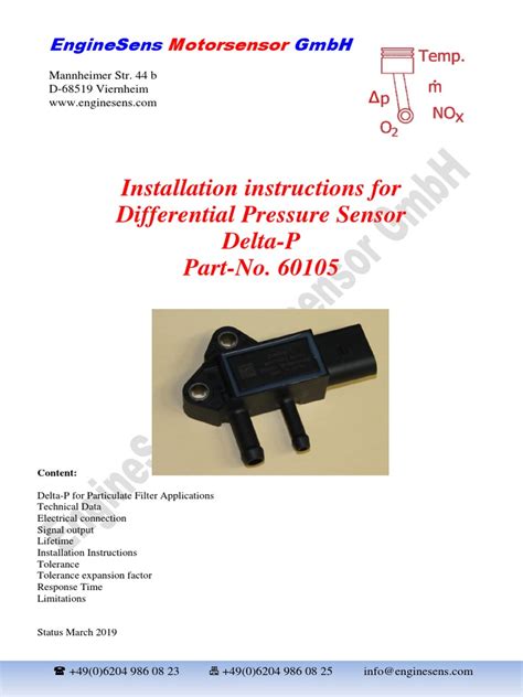 Installation Instructions For Differential Pressure Sensor Delta P Part