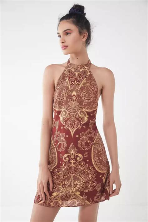 Uo Catalina Printed Halter Dress Urban Outfitters