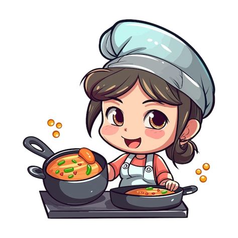 Premium Vector A Cartoon Of A Woman Wearing A Chef Hat