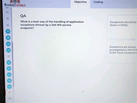 Objective Coding ROOKIESTWORLD 14 15 QA What StudyX