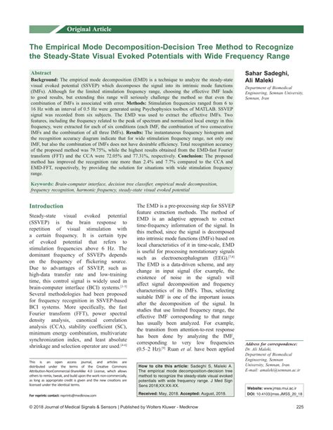 Pdf The Empirical Mode Decomposition Decision Tree Method To