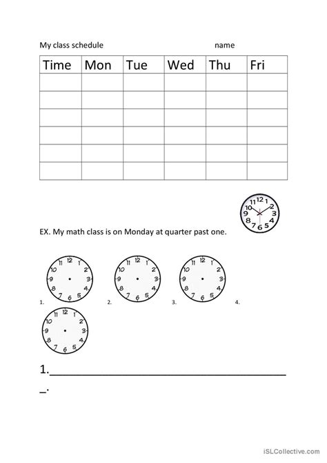 Time And Class Schedule General Gram English Esl Worksheets Pdf And Doc