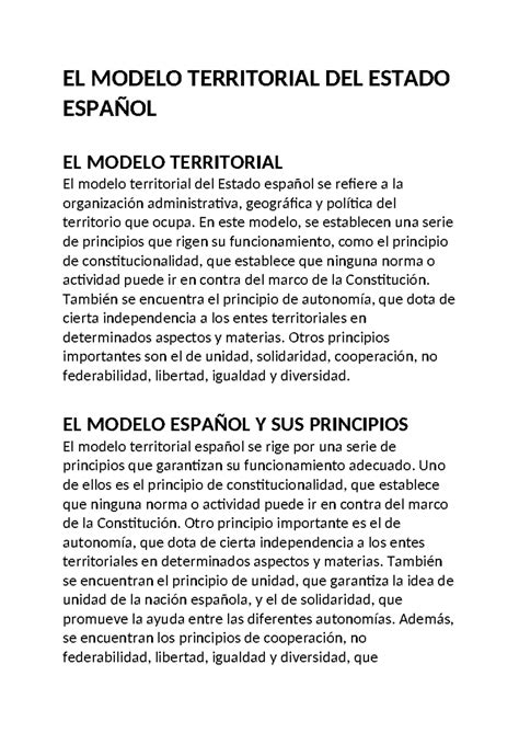 El Modelo Territorial Del Estado Español 2 El Modelo Territorial Del