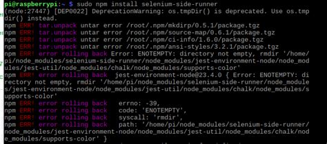 Node Js Npm Install Failes With ERR Tar Unpack Raspi Stack Overflow