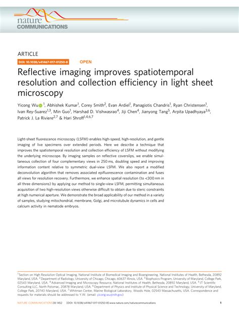 Pdf Reflective Imaging Improves Spatiotemporal Resolution And Collection Efficiency In Light