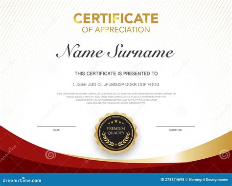 Diploma Certificate Template Red And Gold Color With Luxury And Modern