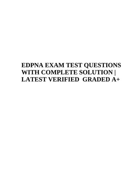 Edpna Practice Test Questions With Solutions Rated 100 Edpna Final Exam Practice Questions
