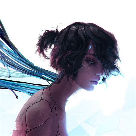 배경 화면 얼굴 말뿐인 어깨 속눈썹 입 목 Flash Photography 안경 Cg Artwork 흑발 미술 가슴 빨강 머리 긴 머리 마젠타