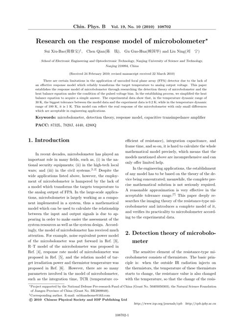 Pdf Research On The Response Model Of Microbolometer