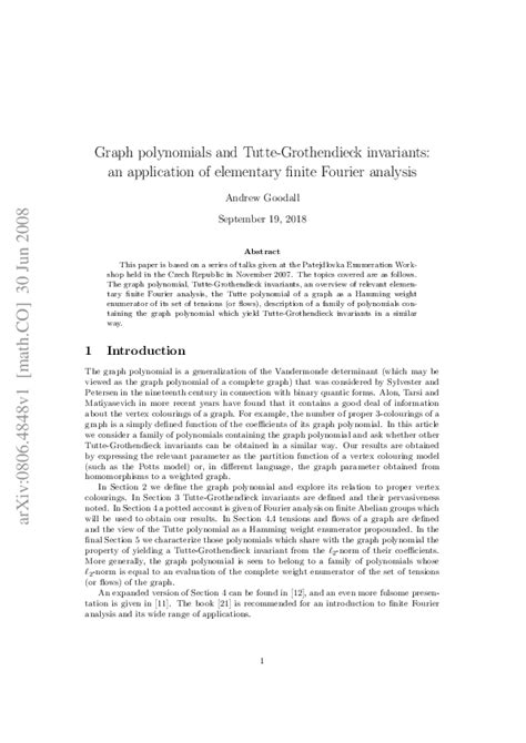 Pdf Graph Polynomials And Tutte Grothendieck Invariants An