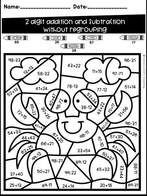 free 2 digit addition without regrouping coloring worksheet download