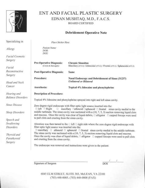 Foreign Body Removal Procedure Note Template