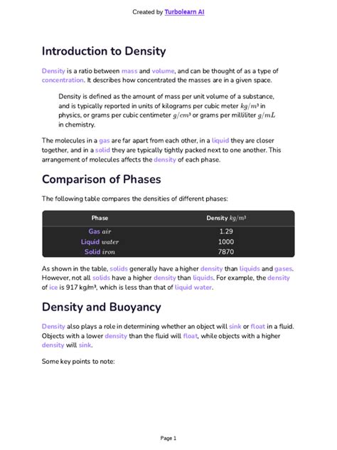 Density And Its Applications Pdf Density Buoyancy