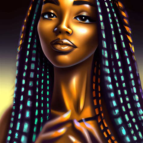 Hyper Detailed Color Portrait Of A Brown Skin Girl Braided · Creative