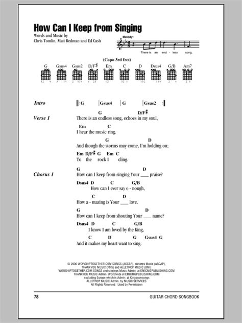 Chris Tomlin How Can I Keep From Singing Sheet Music In Bb 48 Off