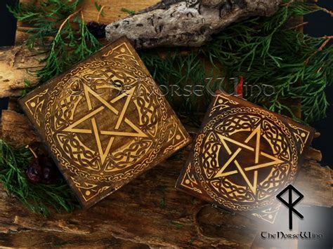 Wiccan Pentagram Box Handcrafted Wooden Pentacle Altar Chest The