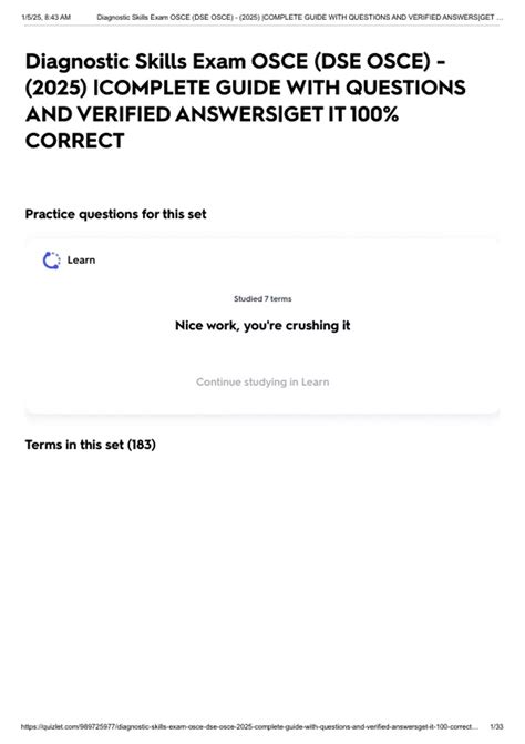 Diagnostic Skills Exam Osce Dse Osce 2025 Complete Guide With Questions And Verified