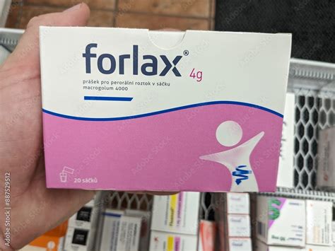 Prague Czech Republic July 10 2024 Forlax Box Of Medication With Macrogol Active Substance