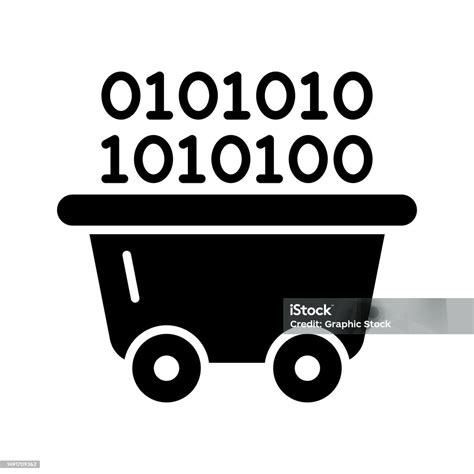 binary coding inside a wheelbarrow denoting concept icon of data mining