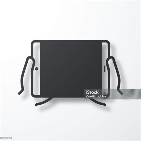 タブレットpcを持つ手白い背景に影のあるアイコン 3dのベクターアート素材や画像を多数ご用意 3d アイコン イラストレーション