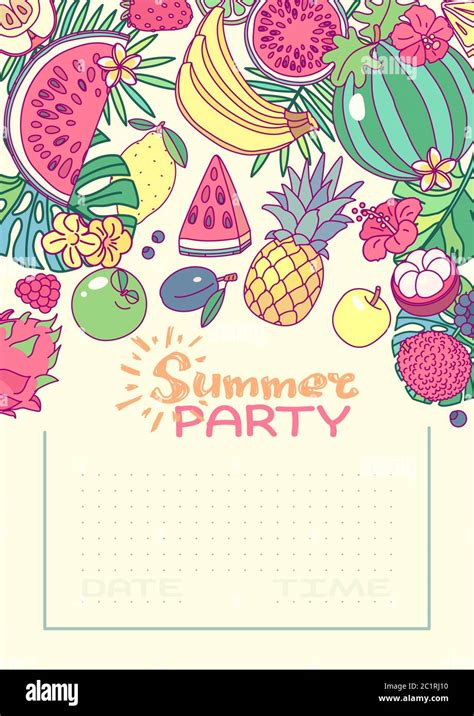 Vector Summer Party Invitation Template Clip Art Stoc