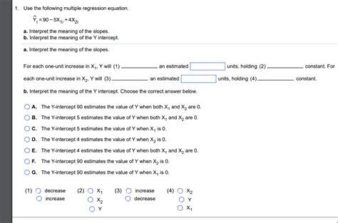Solved 1 Use The Following Multiple Regression Equation